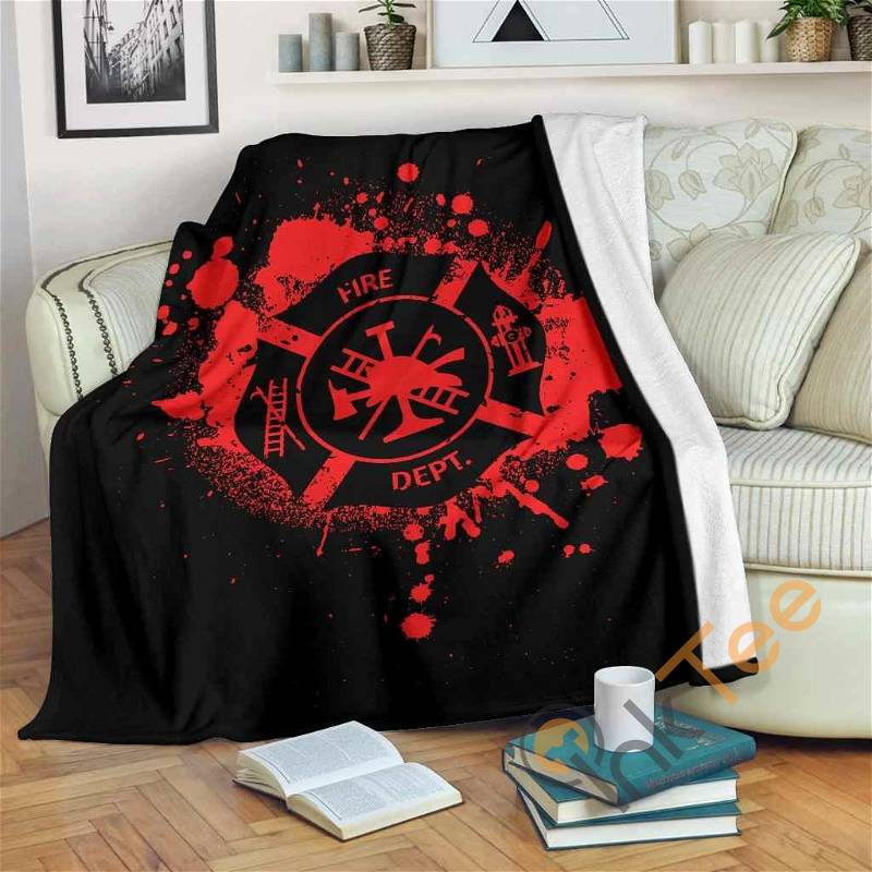 Grunge Fire Dept Logo Sherpa Fleece Blanket Gifts for Family, for ...