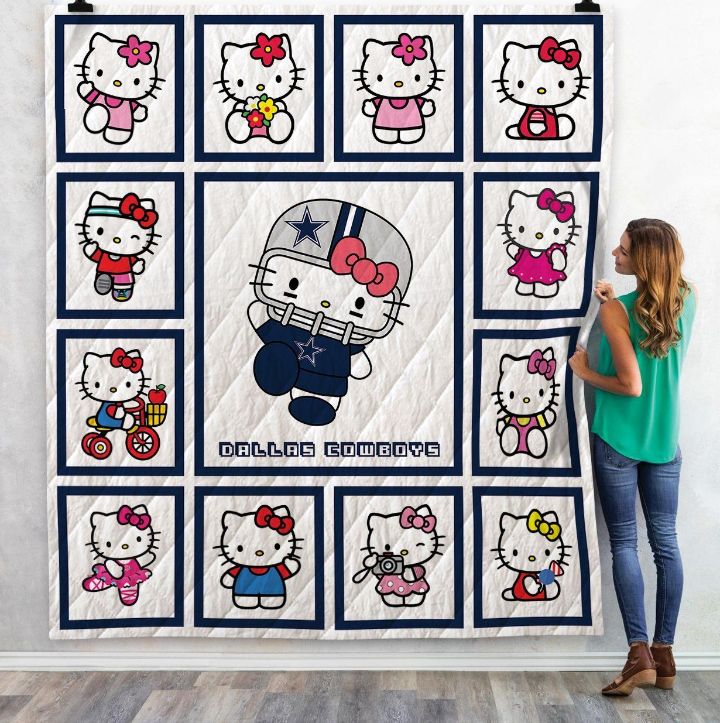 Hello Kitty Dallas Cowboys Quilt Blanket Bedding Set - Bluefink