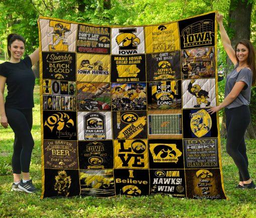 Iowa Hawkeyes Logos Quilt Blanket - Bluefink