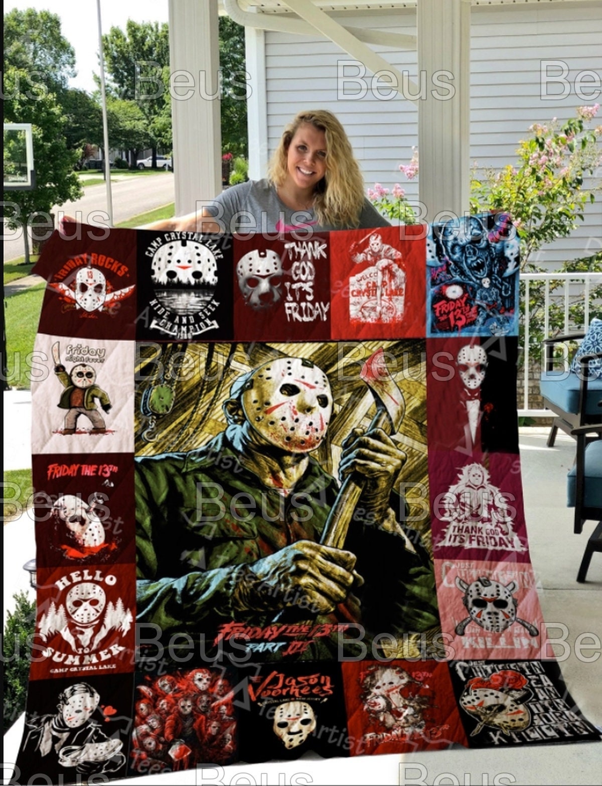 Jason Voorhees Scary Movie Halloween Friday The 13th Quilt Blanket ...