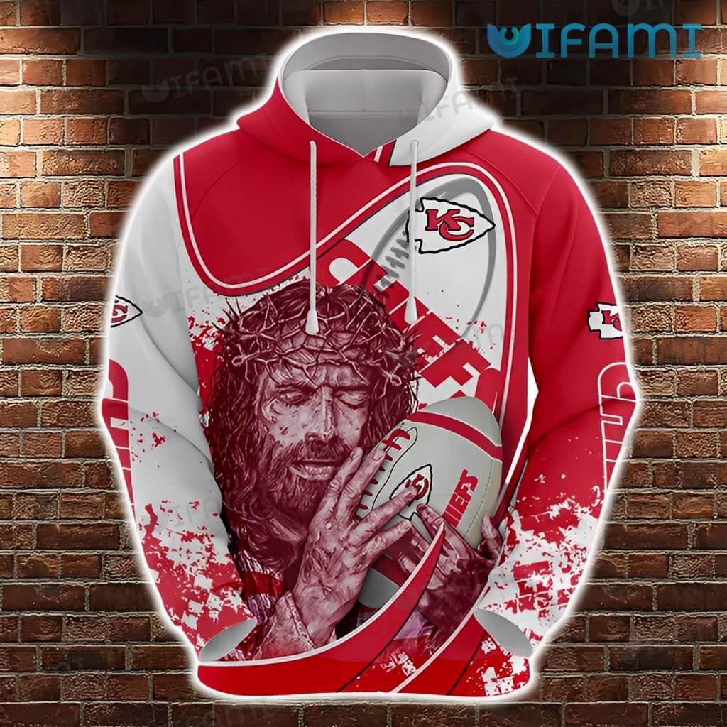 Kansas City Hoodie 3D Jesus Hug Football KC Chiefs Gift - Bluefink
