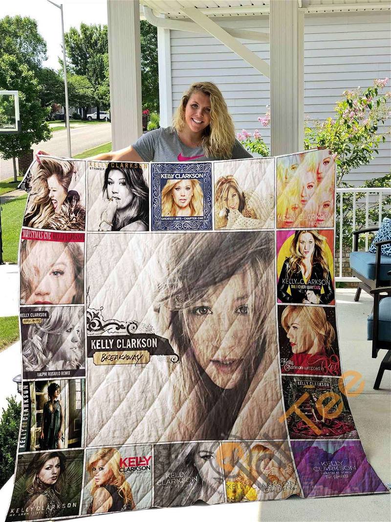 Kelly Clarkson Personalized Quilt Blanket and Bedding Set - Bluefink