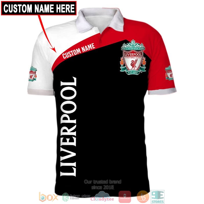 Liverpool FC Custom Name Red Black Polo Shirt V2 - Bluefink