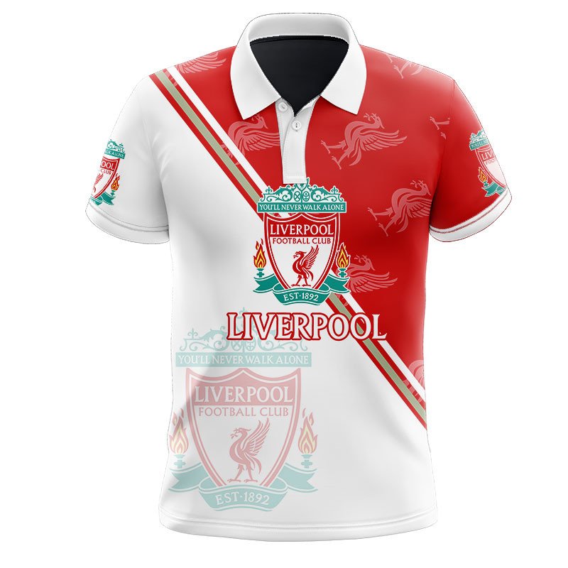 Liverpool FC Red White Polo Shirt V4 - Bluefink Liverpool FC Red White Polo Shirt V4 - Bluefink