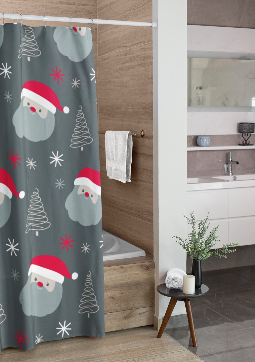 Make Your Bathroom Festive With Our Christmas Shower Curtain, Perfect ...