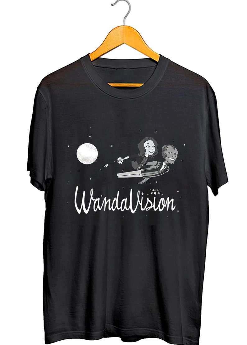 Marvel Wandavision Wanda And Vision 60S Moonlight Flight T-Shirt - Bluefink
