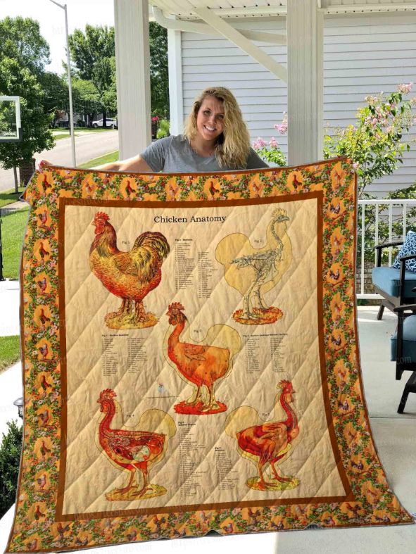 Pattern Chicken Anatomy Quilt Blanket Bedding Set - Bluefink