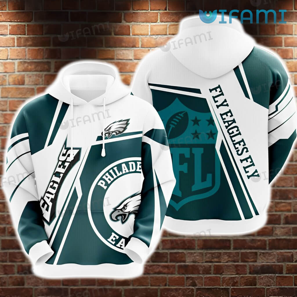 Philadelphia Eagles Hoodie 3D NLF Logo White Kelly Green Philadelphia Eagles Gift - Bluefink
