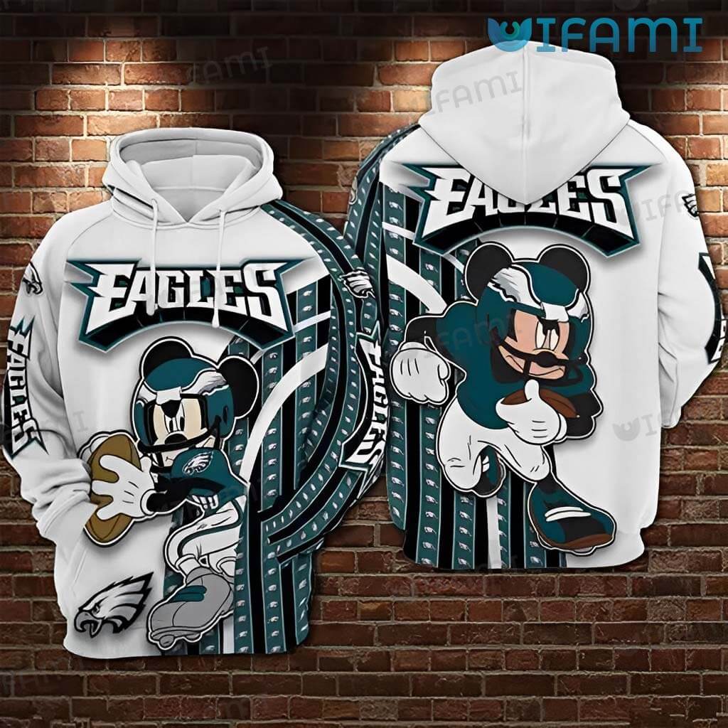 Philly Eagles Hoodie 3D Mickey Mouse Hug Football Logo Philadelphia ...