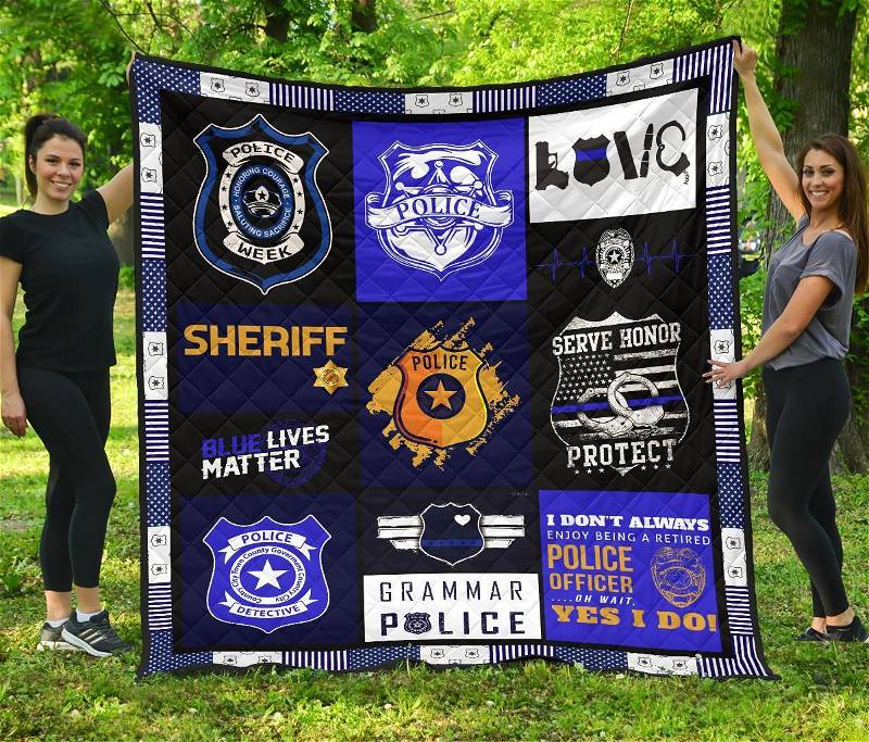 Police Blue Line Gift For Police Officer Quilt - Bluefink