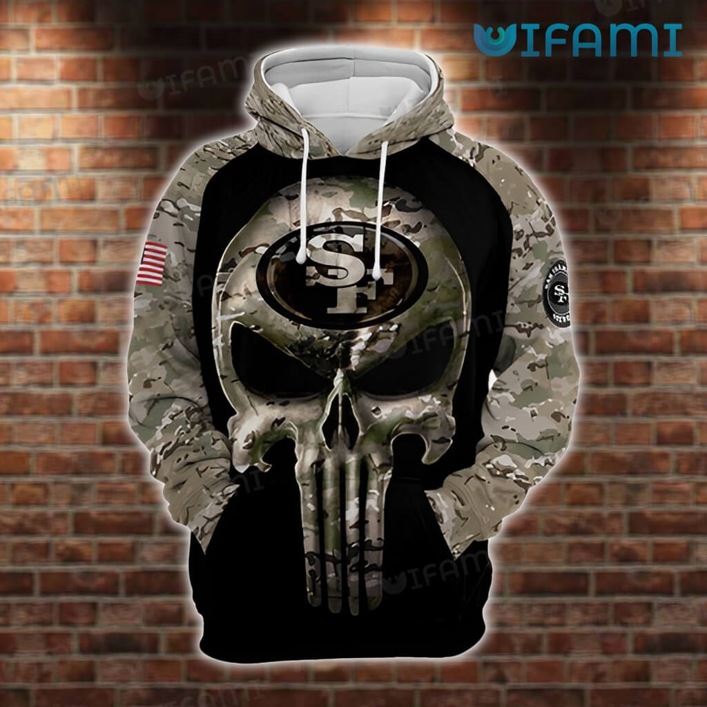 Punisher Skull 49ers Skull Hoodie 3D Camo Pattern San Francisco 49ers ...