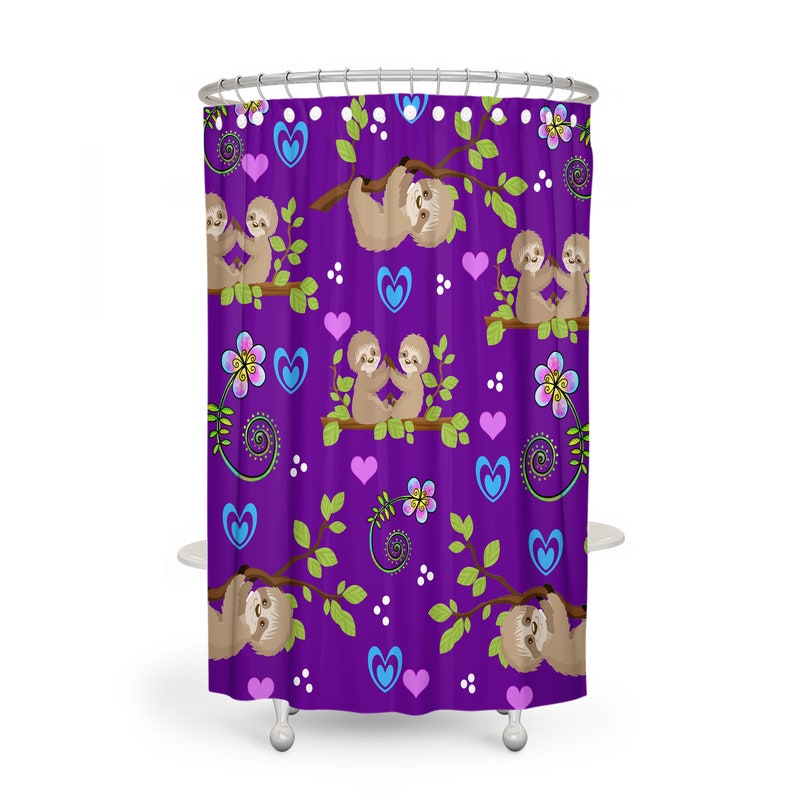Purple Sloth Shower Curtain or Bathroom Set - Bluefink