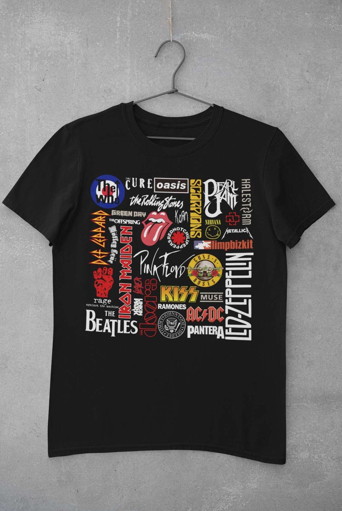Rock Band Logos Montage T-Shirt - Bluefink