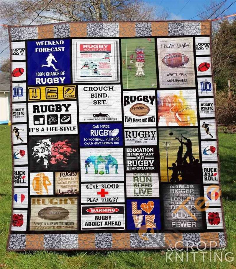 Rugby 4 Quilt Blanket Bedding Set - Bluefink
