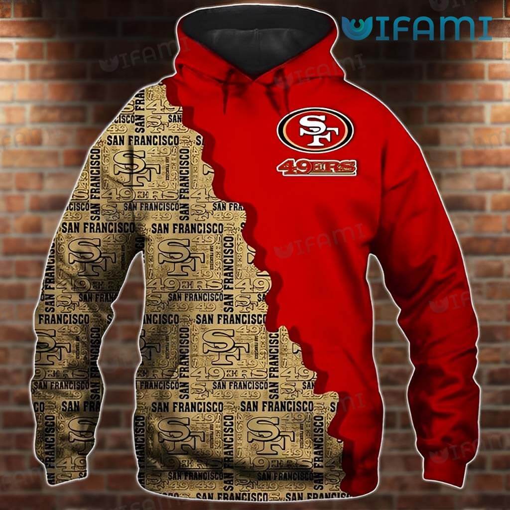 San Francisco 49ers Hoodie 3D Text Pattern 49ers Gift - Bluefink