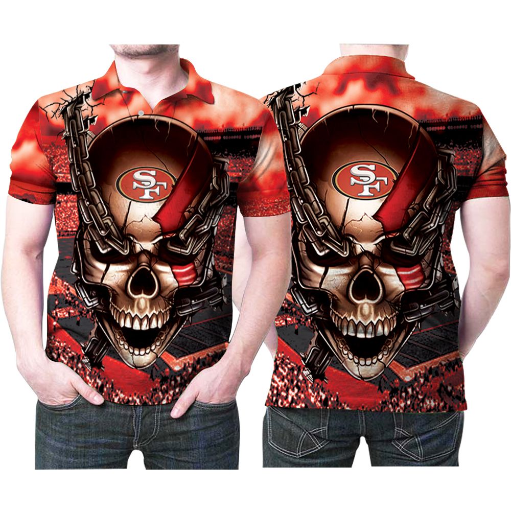 San Francisco 49ers Logo Skull Chain Red Vapor 3D All Over Print Polo ...