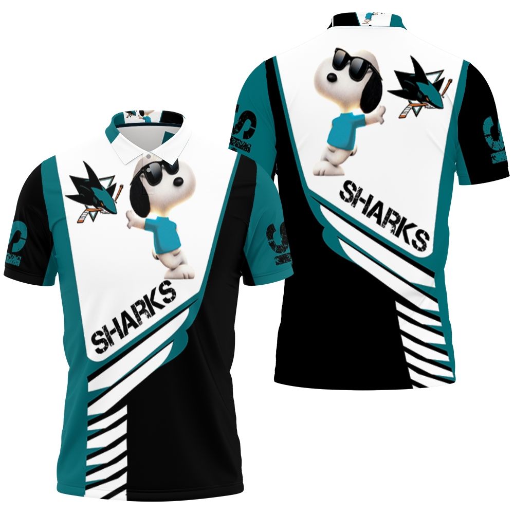 San Jose Sharks Snoopy For Fans 3D All Over Print Polo Shirt - Bluefink