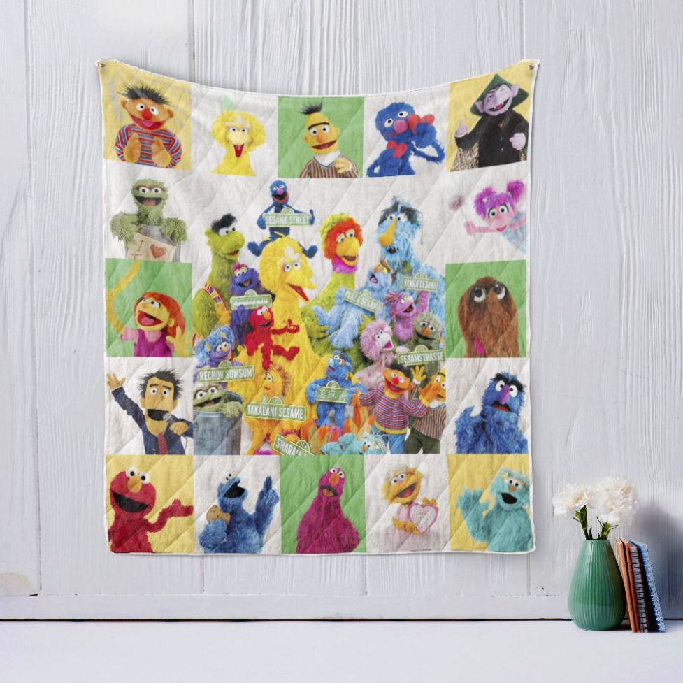 Sesame Street Characters Quilt Blanket Bedding Set - Bluefink