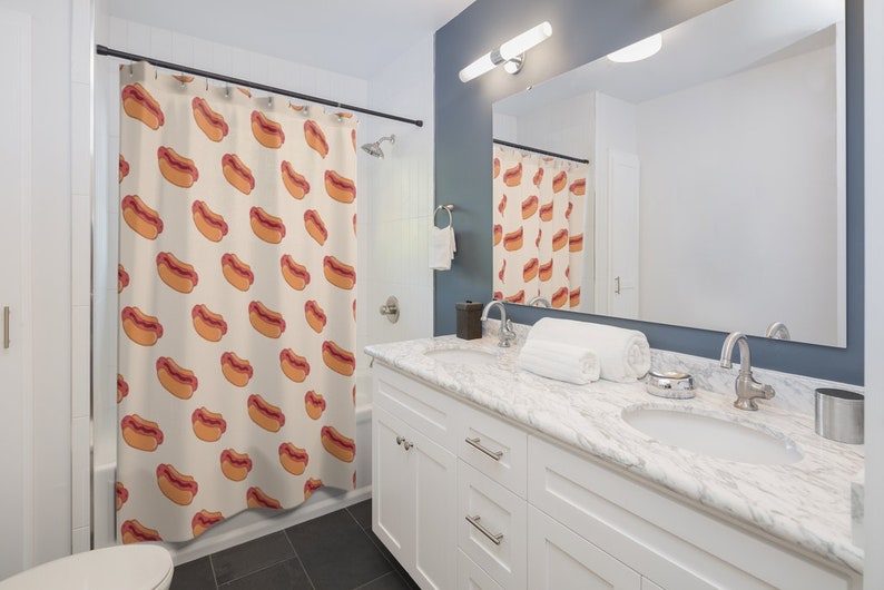 Shower Curtain Hot Diggy Dog Hot Dogs Modern Pattern Tile - Bluefink