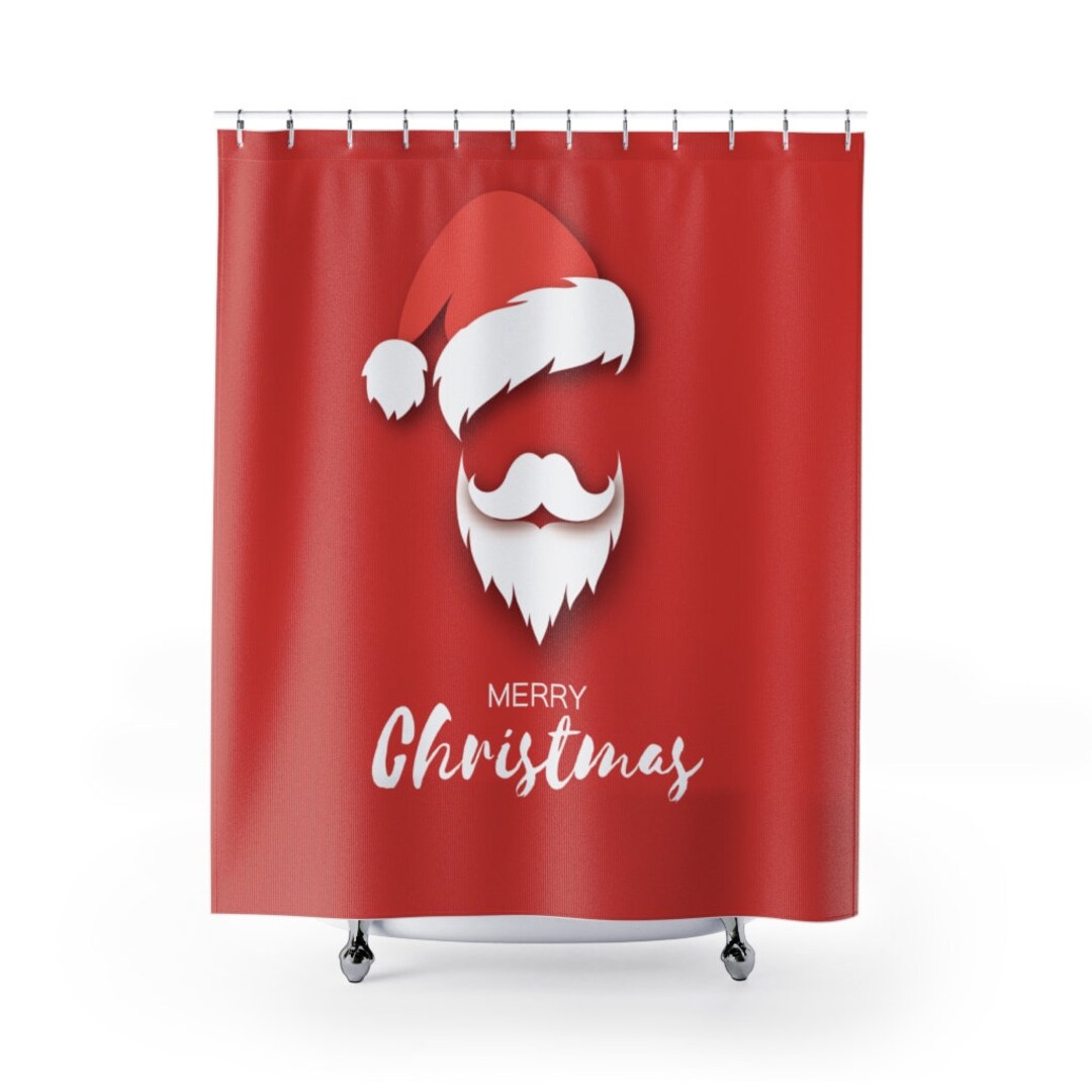 Shower Curtain Santa Claus Merry Christmas Holiday - Bluefink