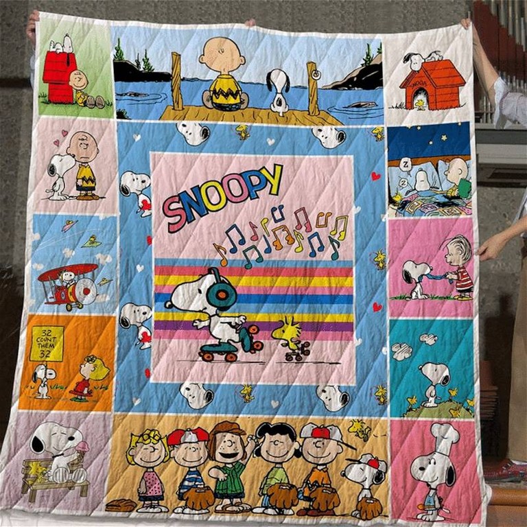 Snoopy With Friends Blanket Gift For Fans Cartoon Movie Quilt - Bluefink