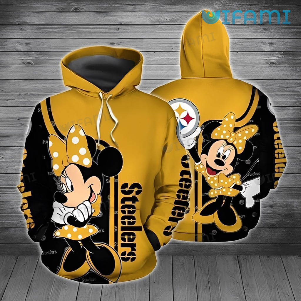 Steelers Hoodie 3D Minnie Mouse Holding Logo Pittsburgh Steelers Gift ...
