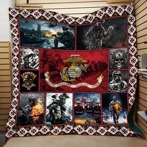 US Marine Corps 3 Veteran Quilt - Bluefink