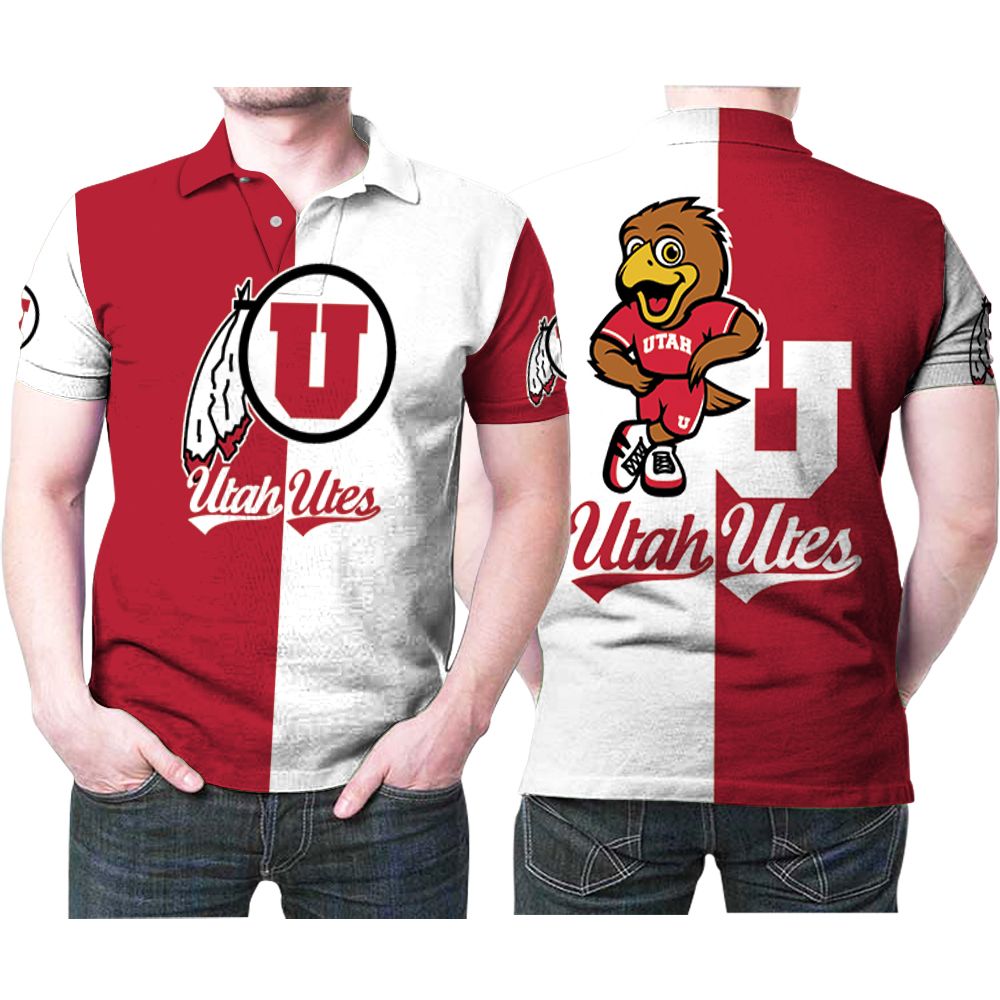 Utah Utes Logo Cute Mascot 3D All Over Print Polo Shirt - Bluefink
