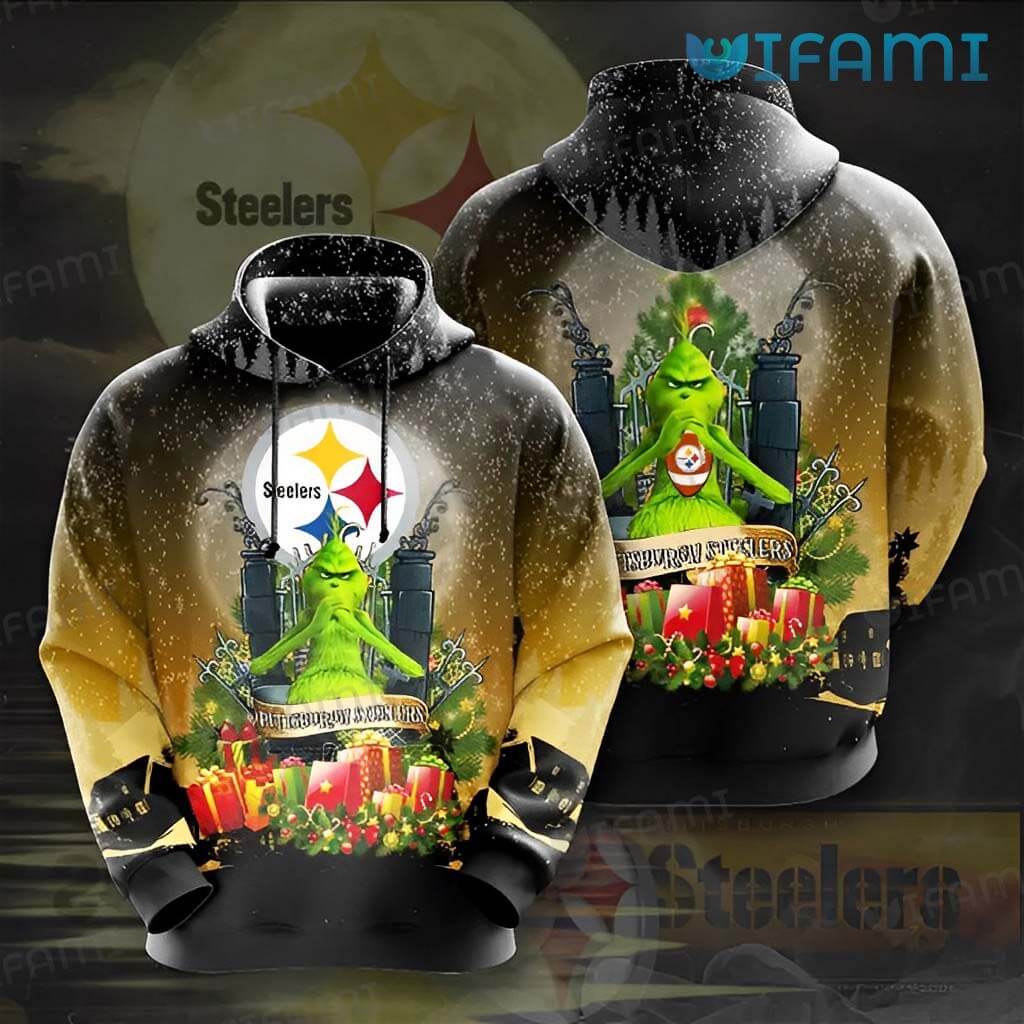 Youth Steelers Hoodie 3D The Grinch Christmas Box Pittsburgh Steelers ...