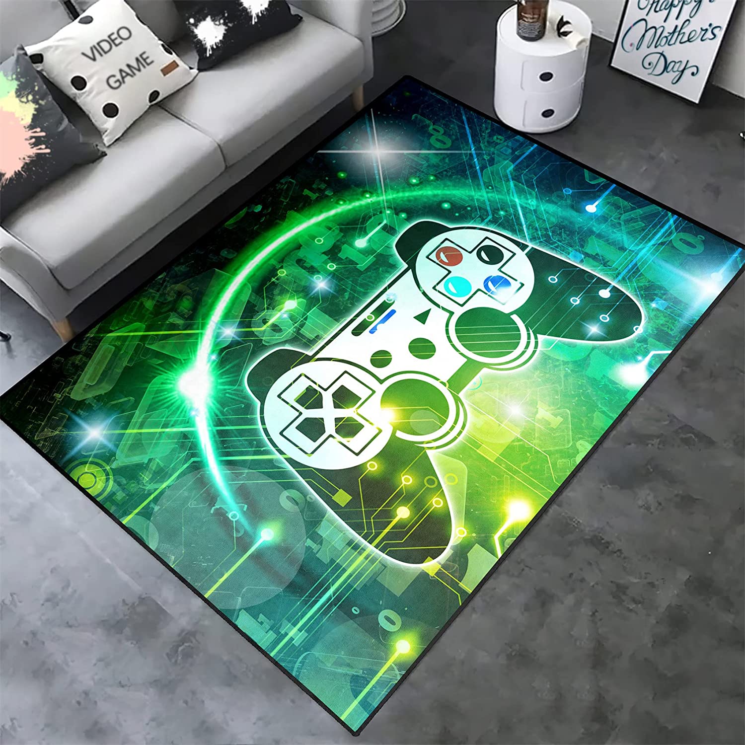 3D Green Gamepad Rug - Games Controller Area Rug Play Home Gaming Room ...