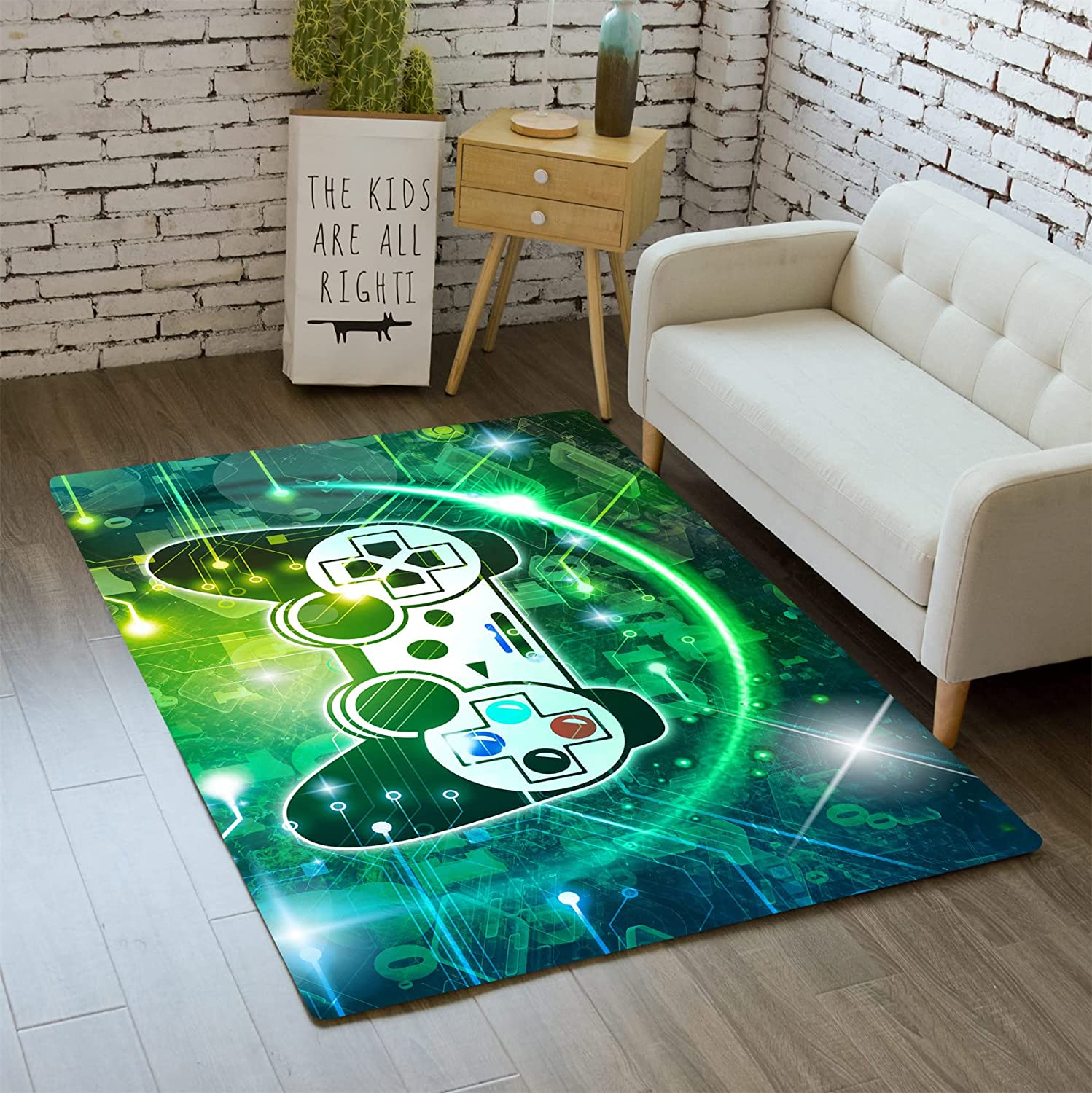 3D Green Gamepad Rug for Gamer Bedroom/Gaming Room Carpets and Rugs ...