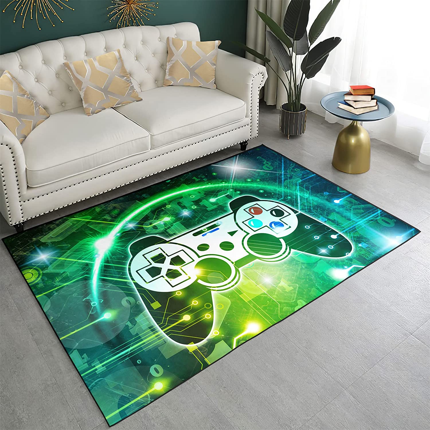 3D Green Gamepad Rug for Gamer Bedroom/Gaming Room Carpets and Rugs ...