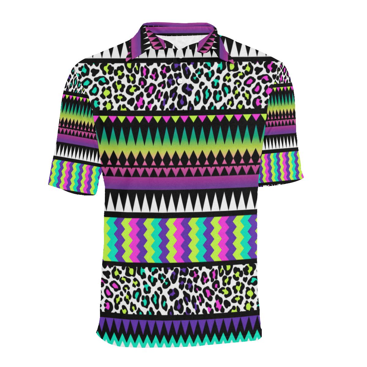 Animal Skin Aztec Rainbow Men Polo Shirt - Bluefink