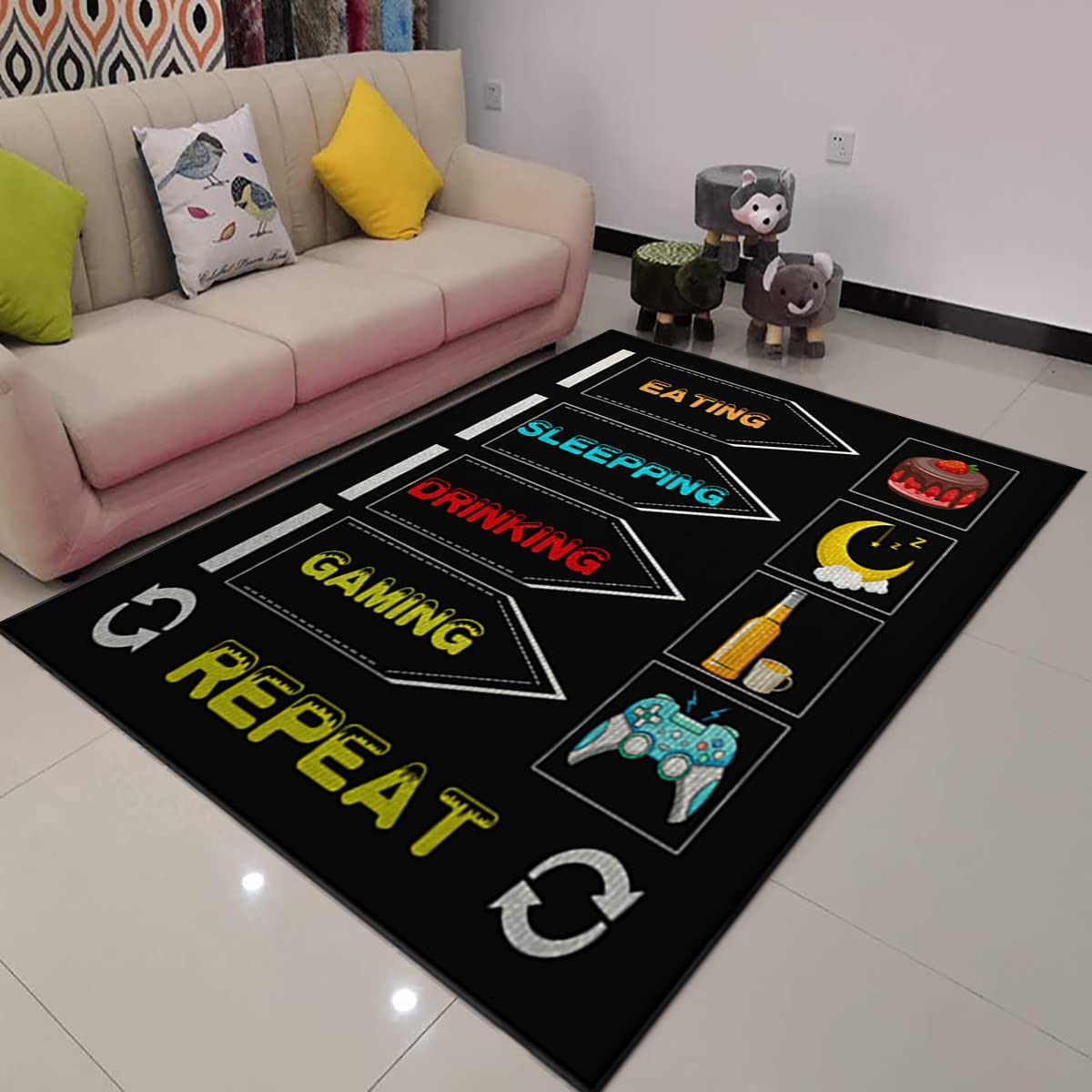 Area Rug Gamer Area Carpet - Gaming Life Rugs for Gaming Room Playroom ...