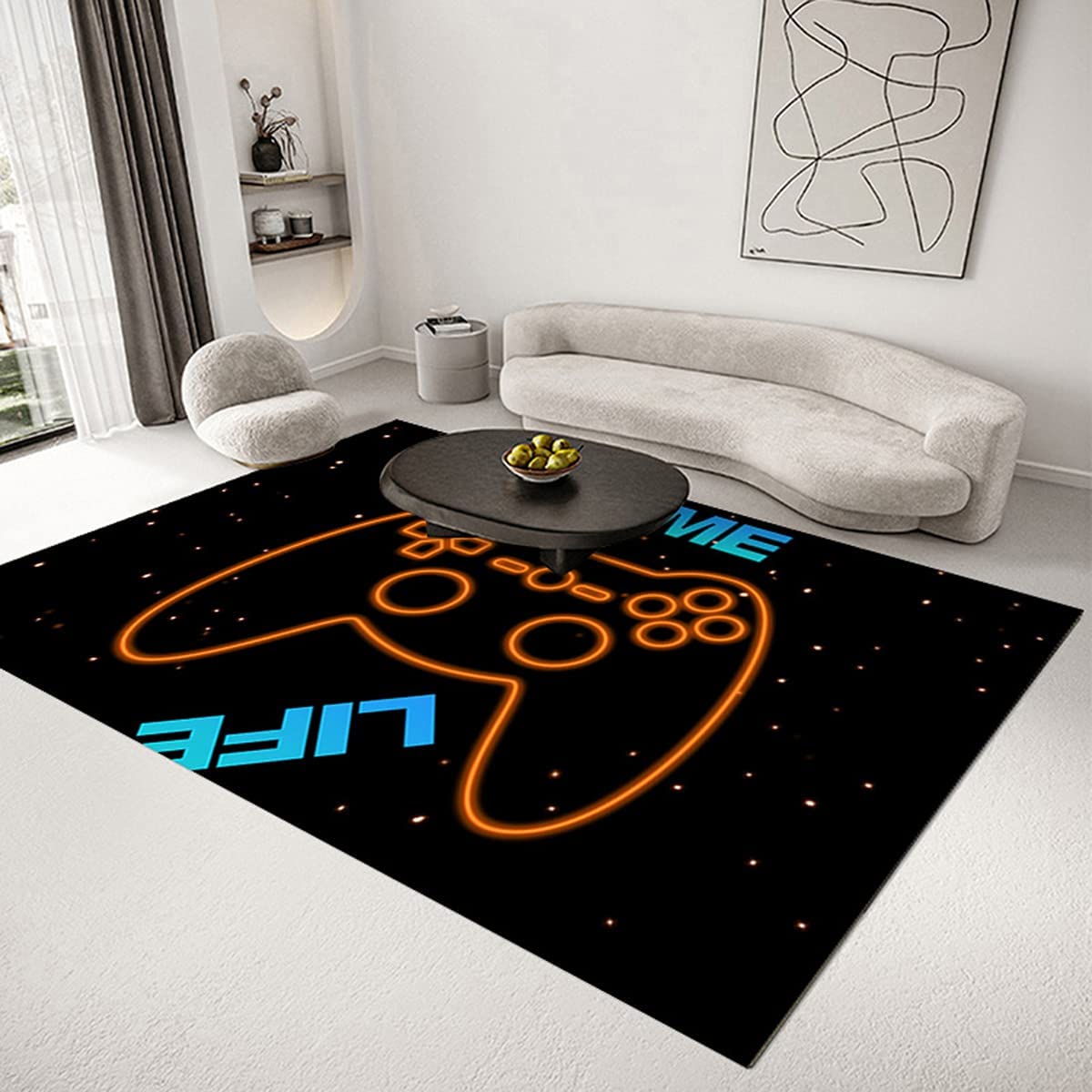 Big Area Black Rugs Controller Gamepad Gamer Carpets for Boys Bedroom ...