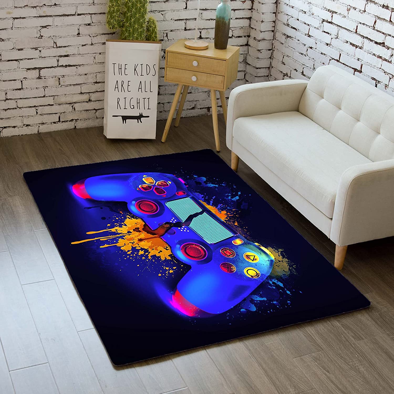 Big Gamer Area Carpet for Boys - 3D Printed Controller Gamepad Mat for ...