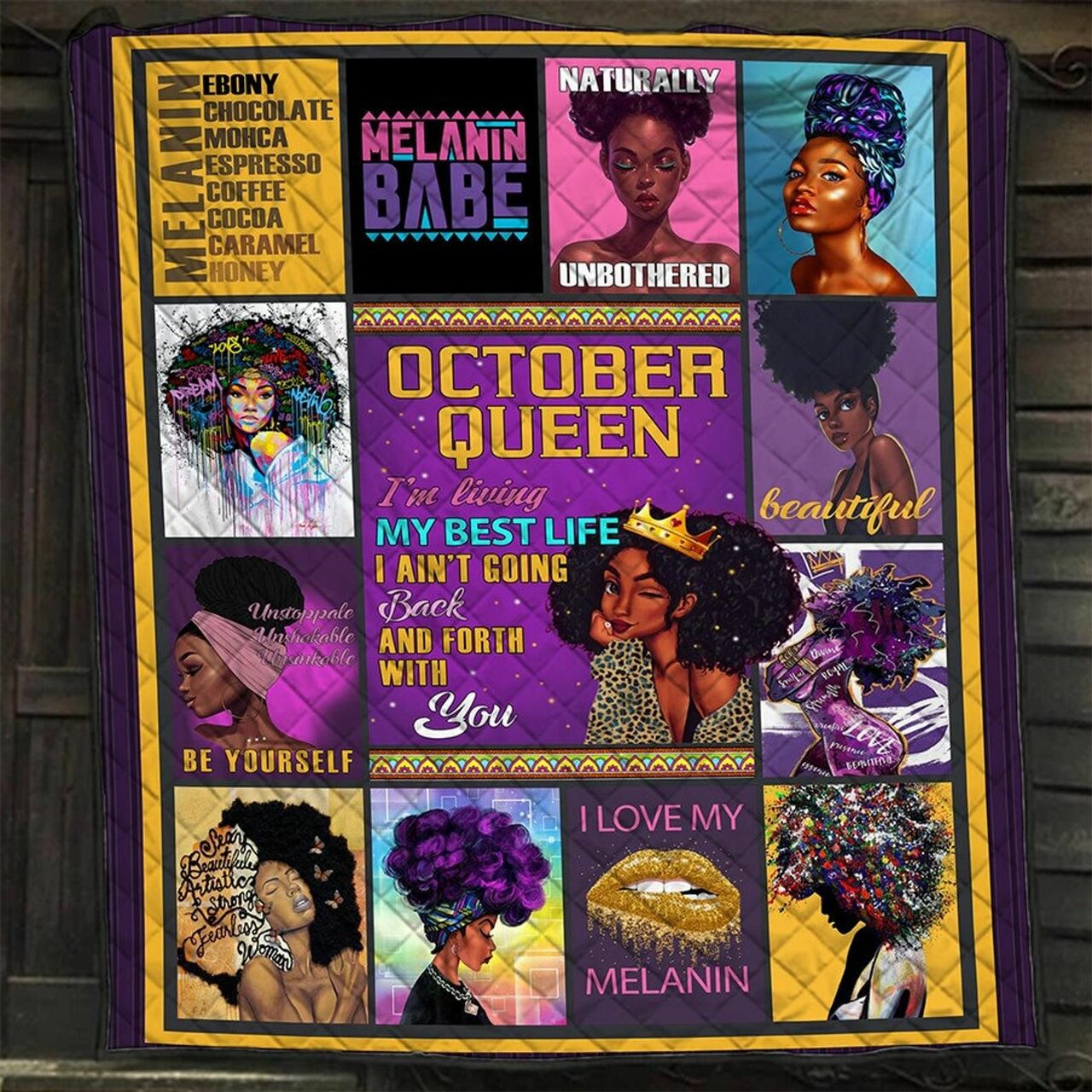Birthday October Queen Black Proud Melanin Woman Quilt Bedding Set ...