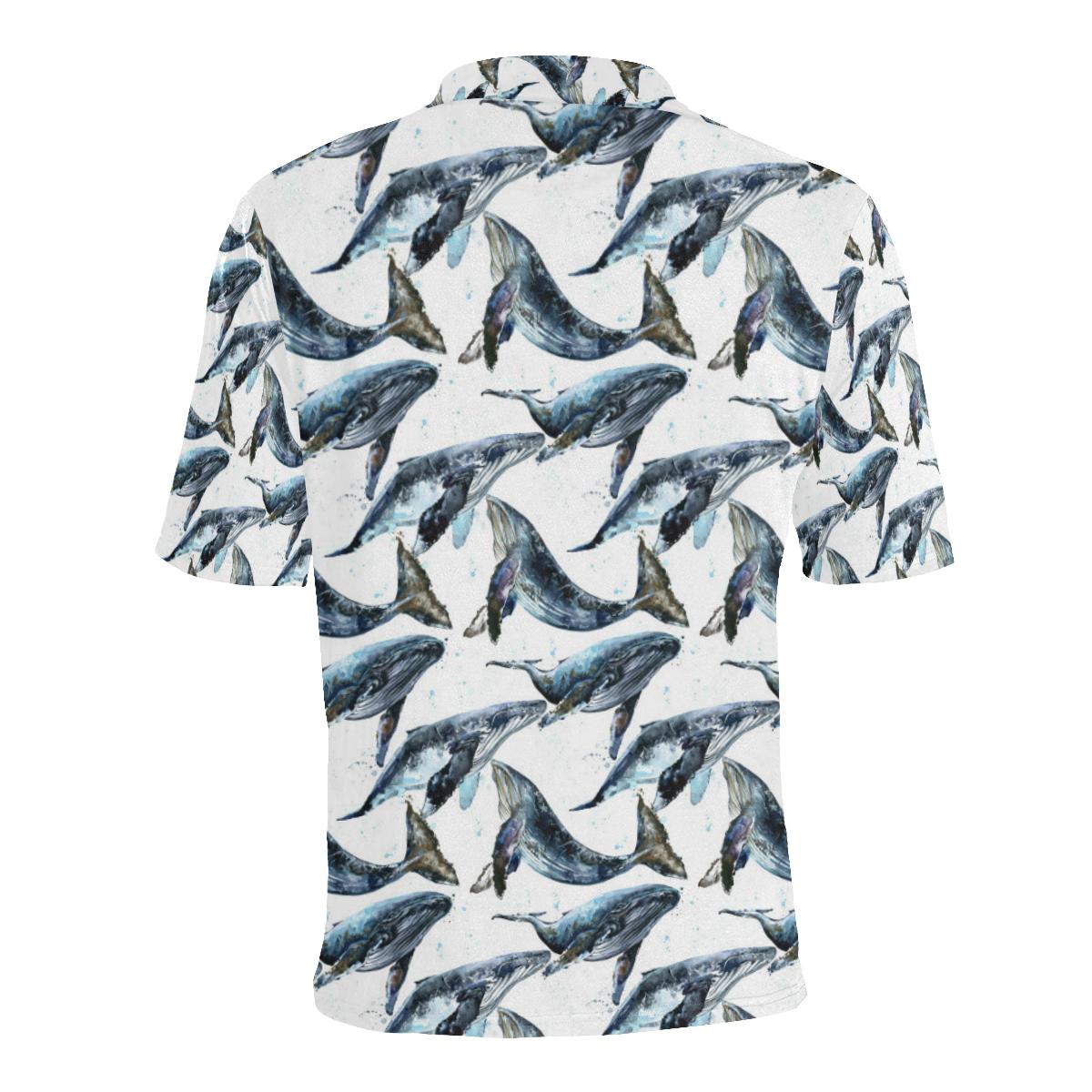 Blue Whale Pattern Print Design 03 Men Polo Shirt - Bluefink