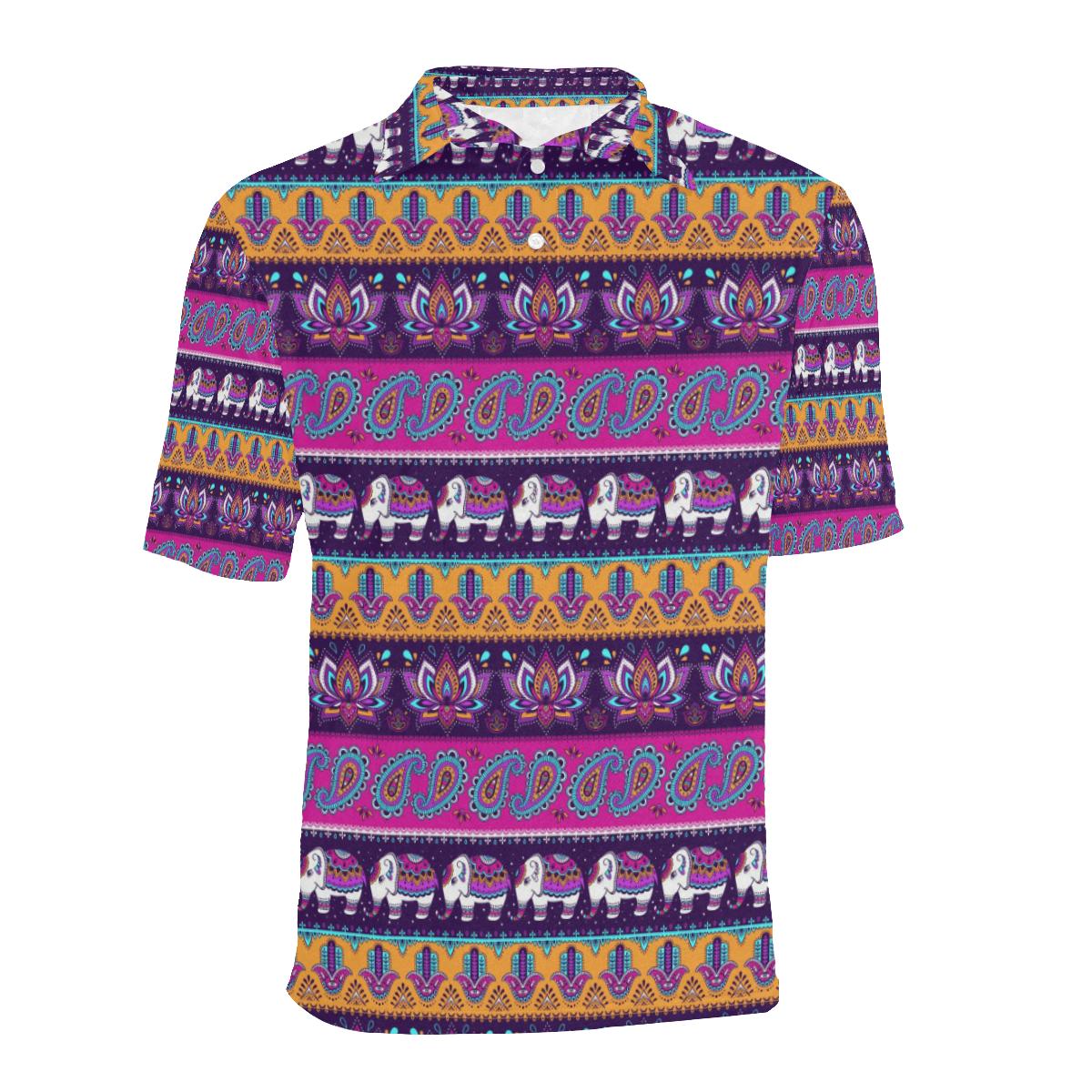 Boho Indian Style Pattern Men Polo Shirt - Bluefink