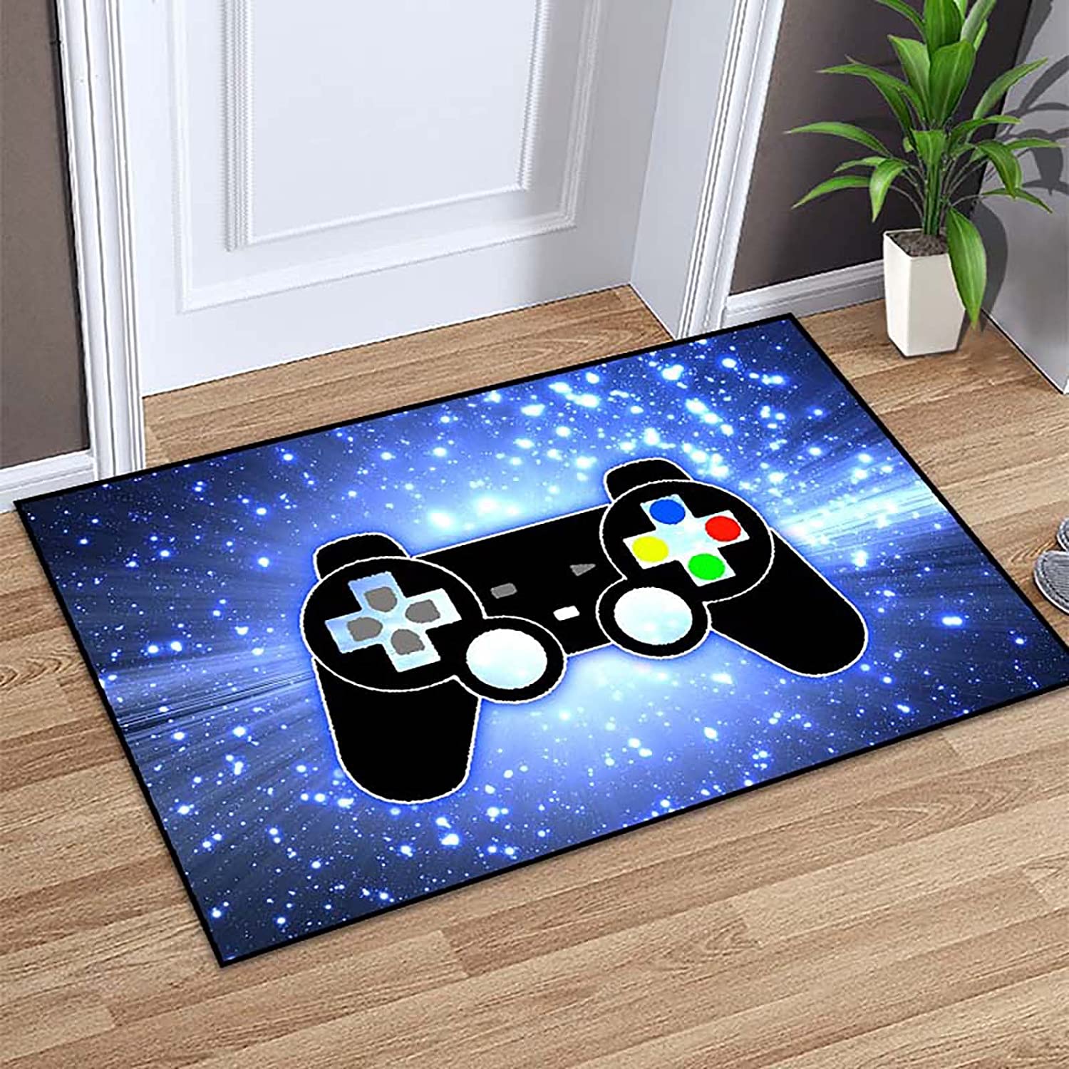 Boys' Gamer Theme Carpets Gaming Room: Modern Gaming Space Blue Starry ...