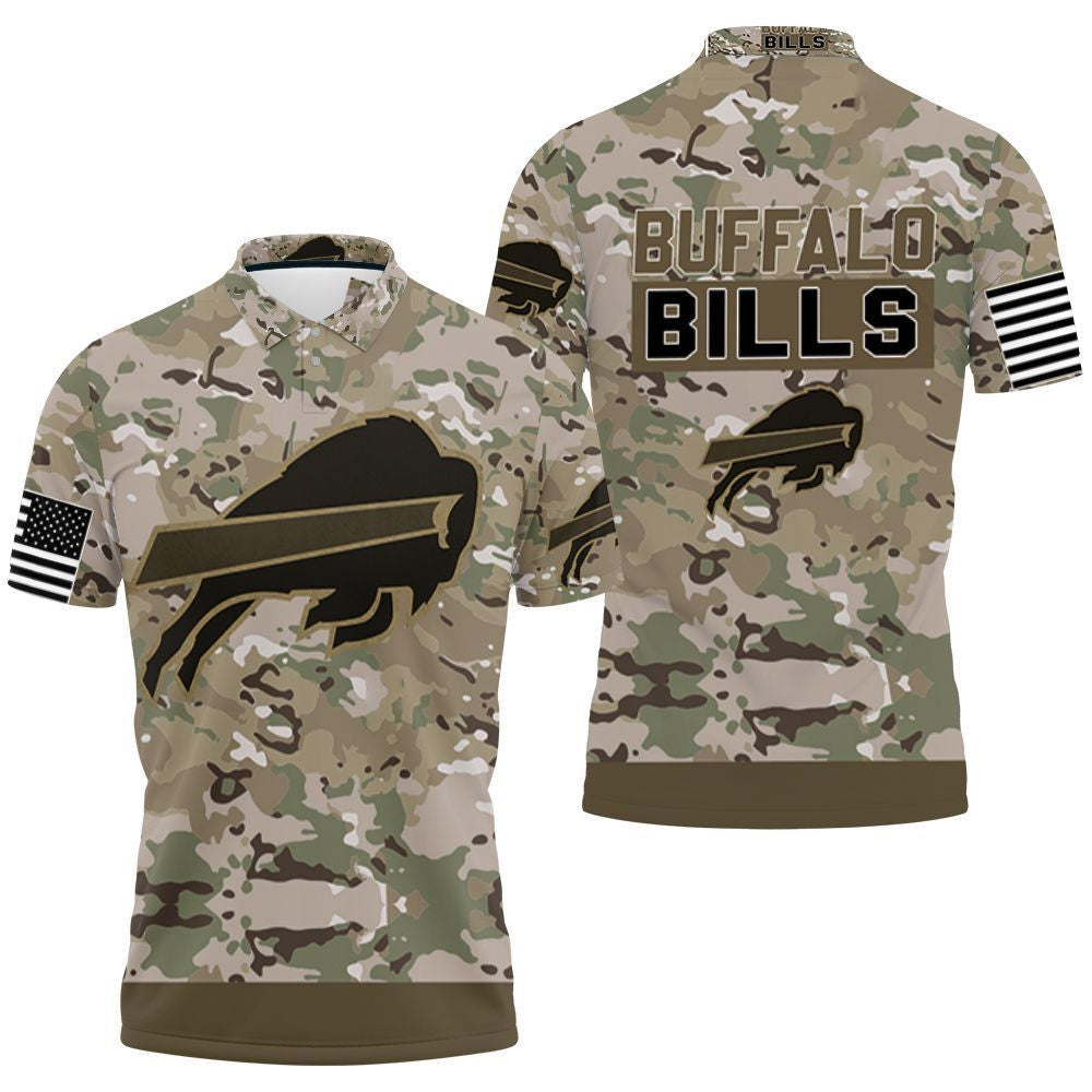 Buffalo Bills Camo Pattern 3D Polo Shirt - Bluefink