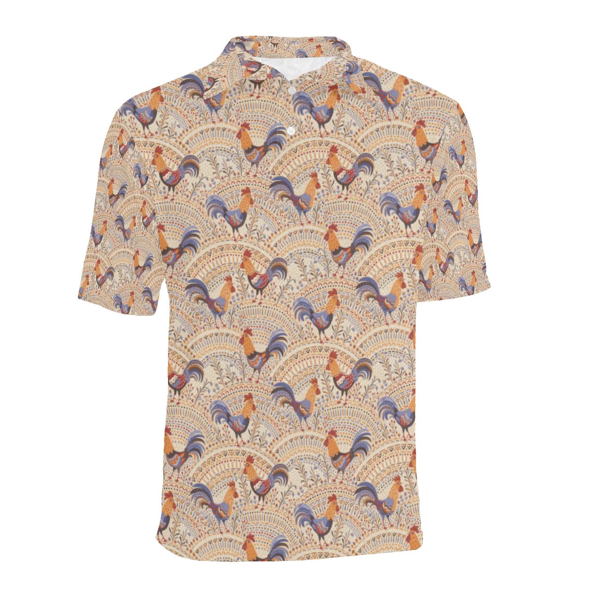Chicken Boho Style Pattern Men Polo Shirt - Bluefink