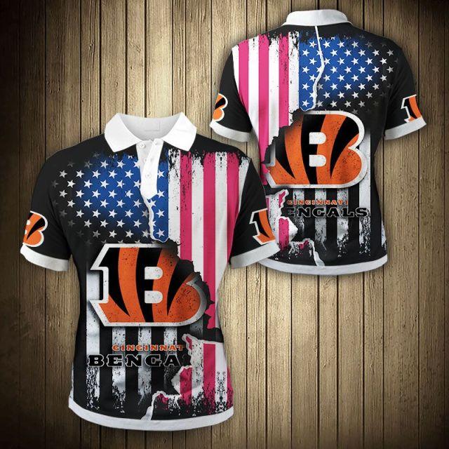 Cincinnati Bengals American Flag Polo Shirt - Bluefink