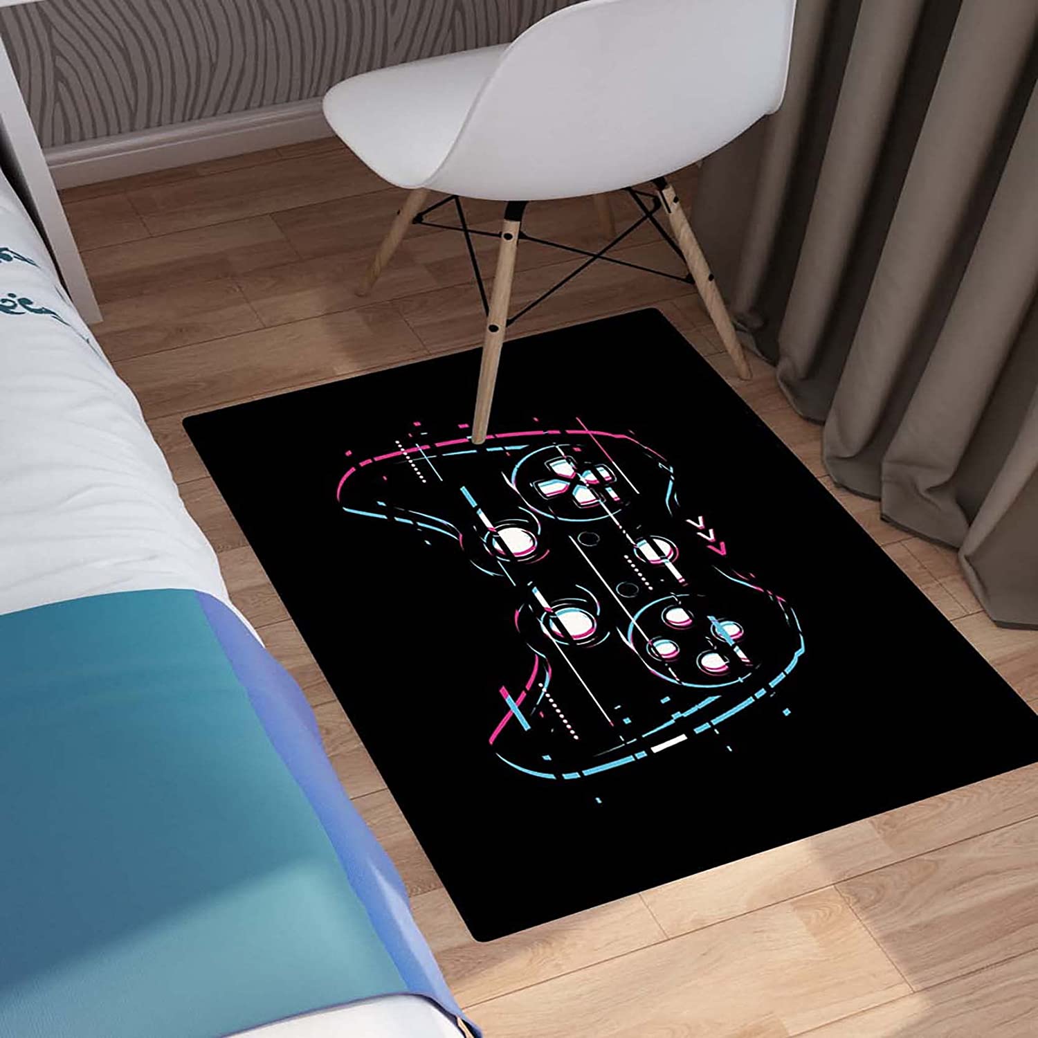 Colorful Gamer Rug with Game Controller and Video Player Design for ...