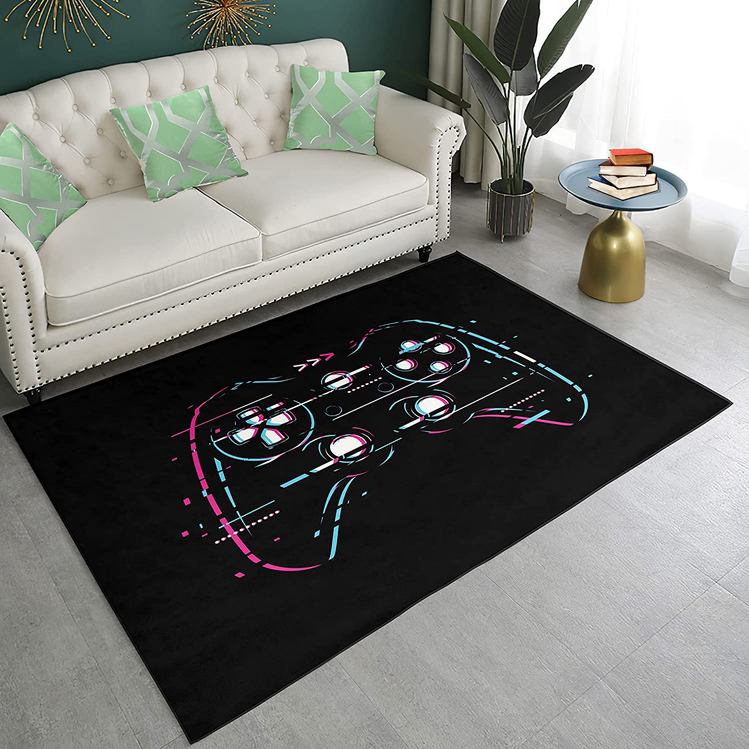 Colorful Gamer Rug with Game Controller and Video Player Design for ...