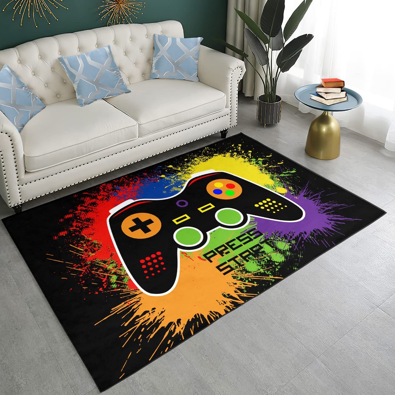 Colorful Gaming Area Rugs for Teen Boys - Video Game Controller Design ...