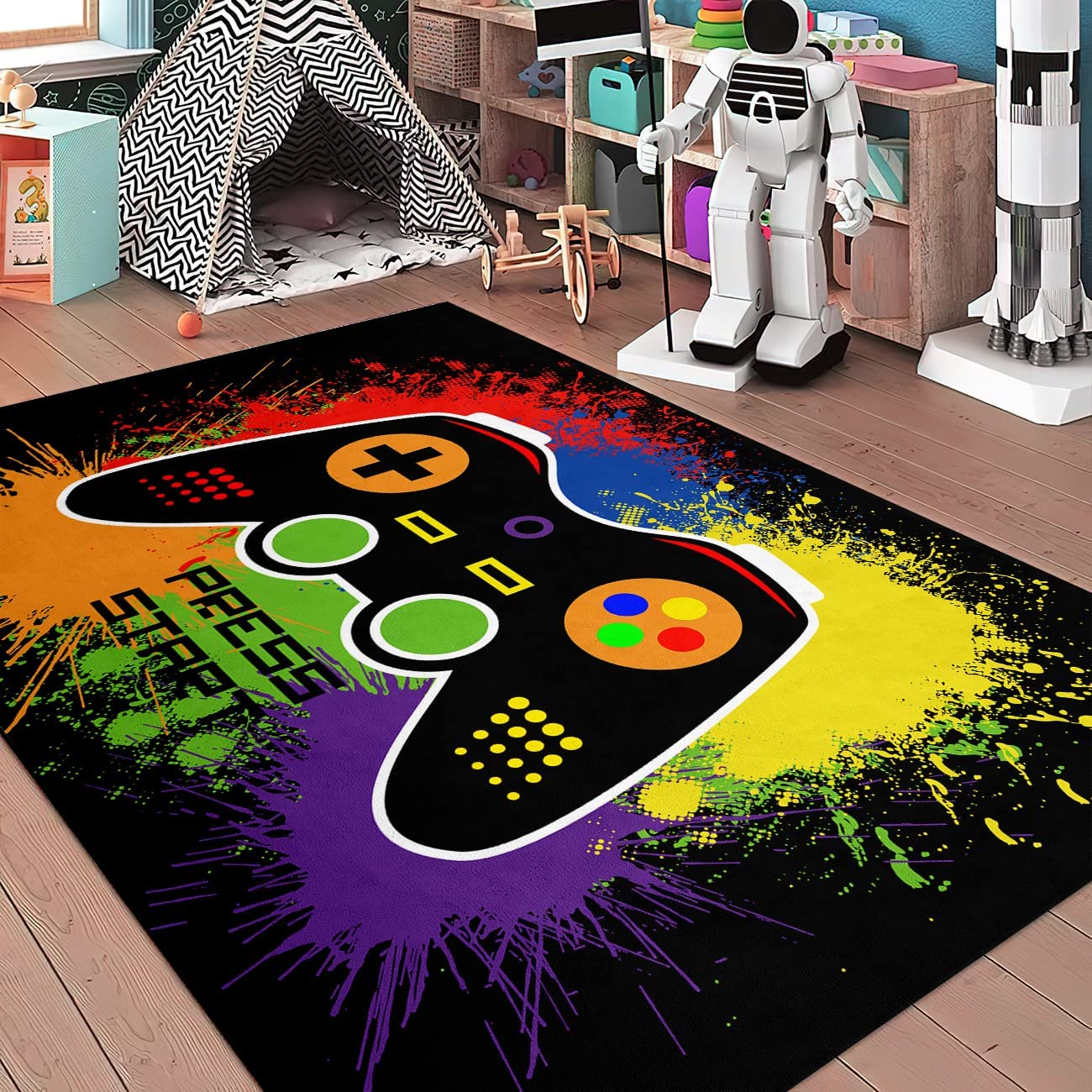 Colorful Gaming Area Rugs for Teen Boys - Video Game Controller Design ...