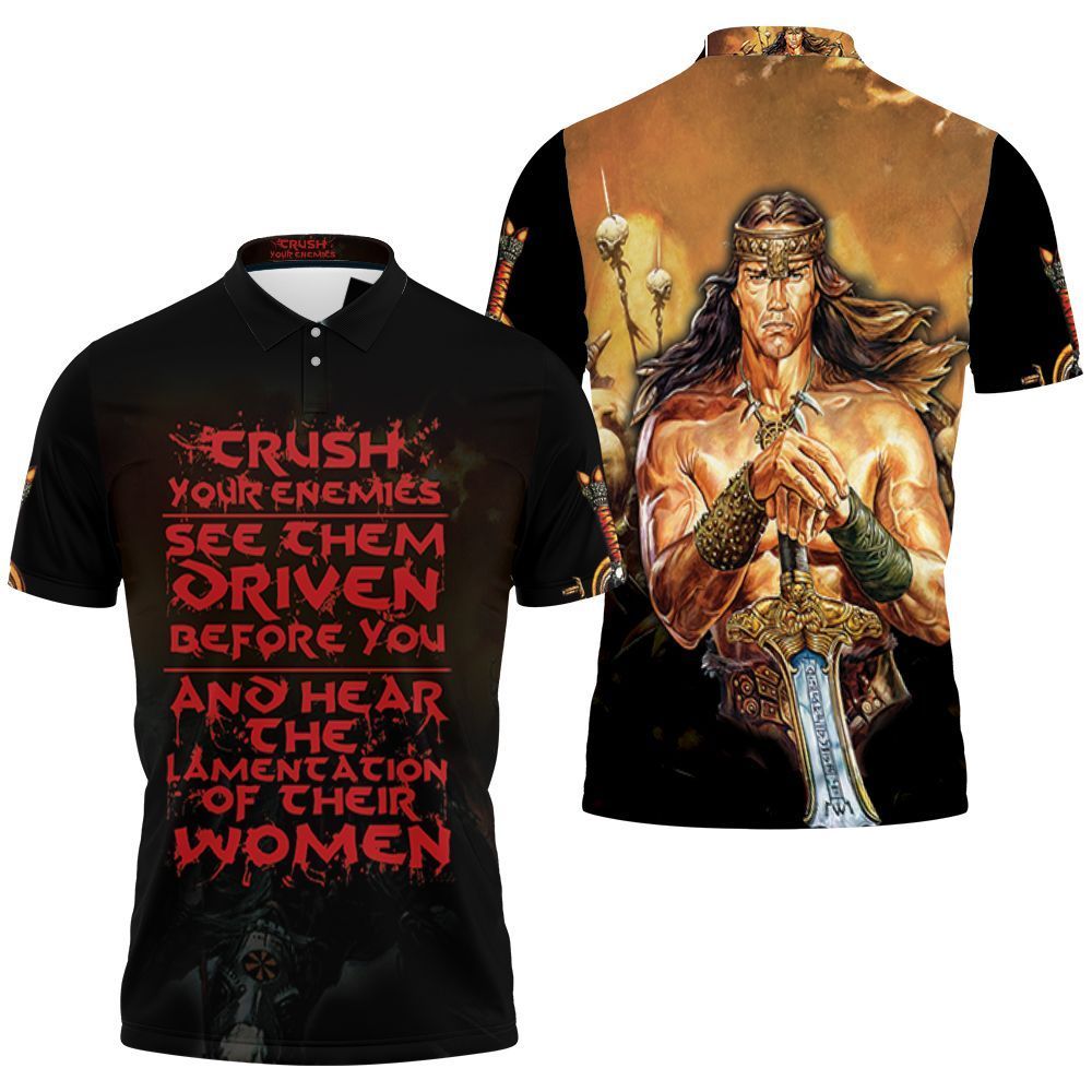 Conan The Barbarian Crush Your Enemies, See Them Driven Before You 3D Polo Shirt - Bluefink