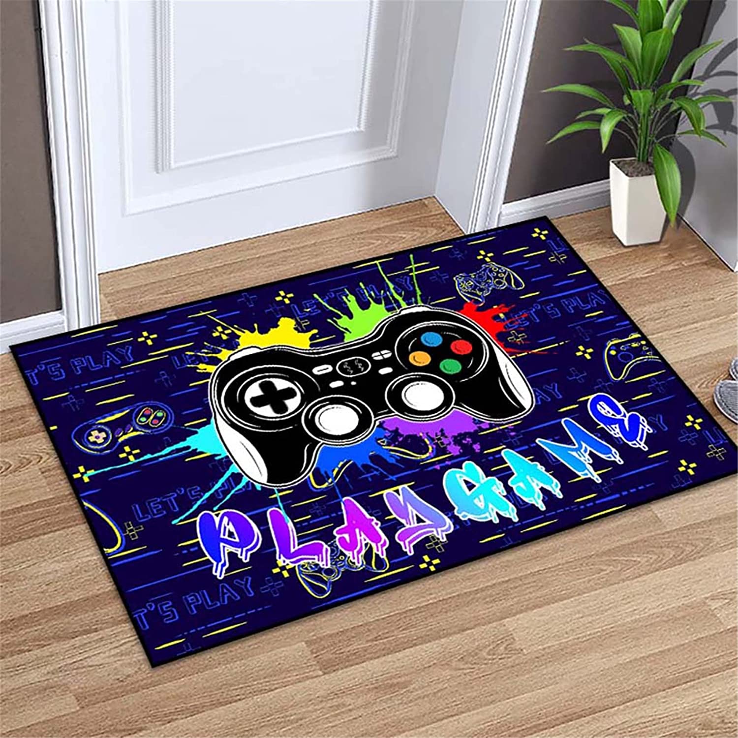 Cool Gaming Area Rug for Kids Room with Gamepad Design and Sofa Floor ...