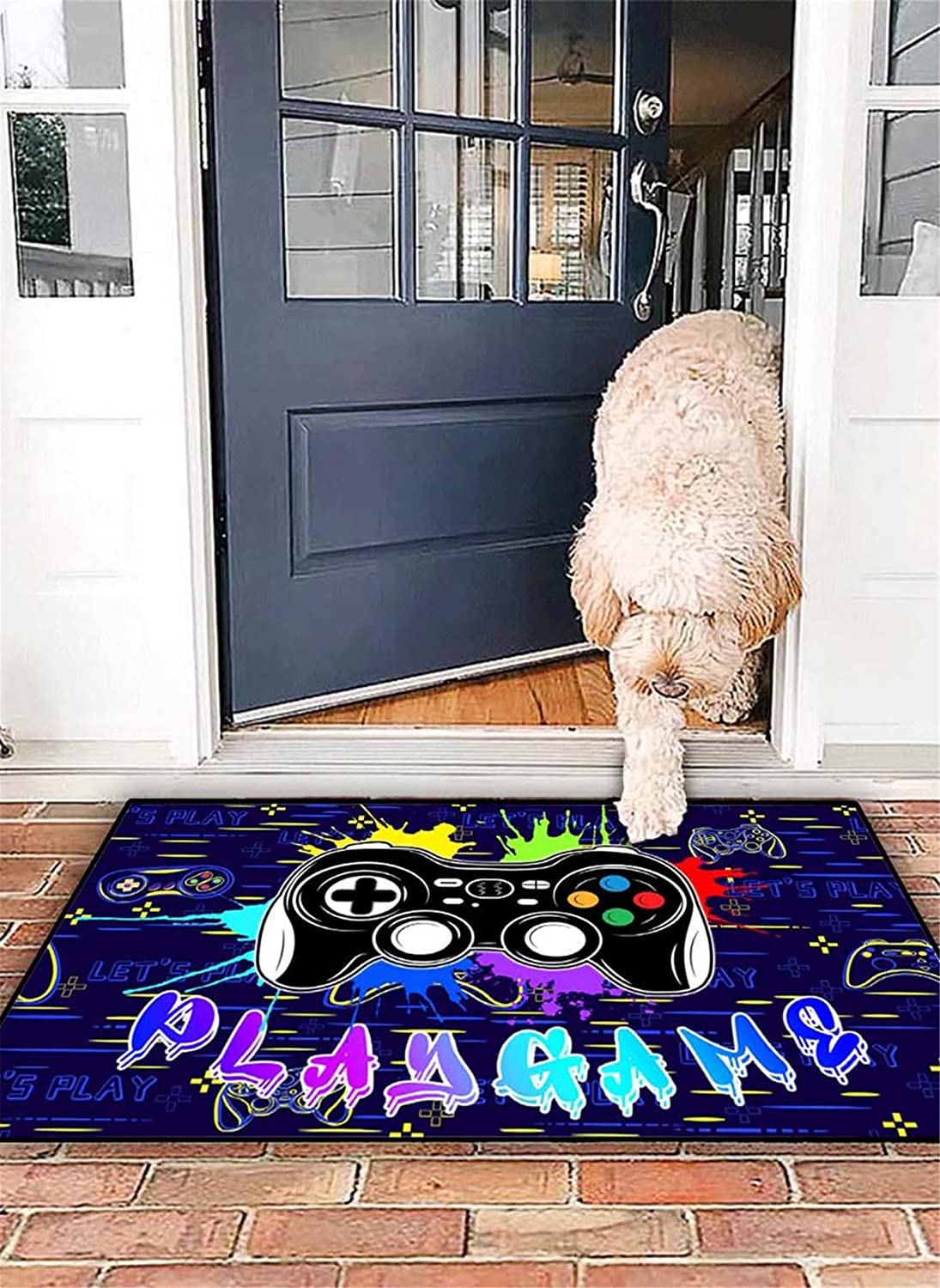 Cool Gaming Area Rug for Kids Room with Gamepad Design and Sofa Floor ...